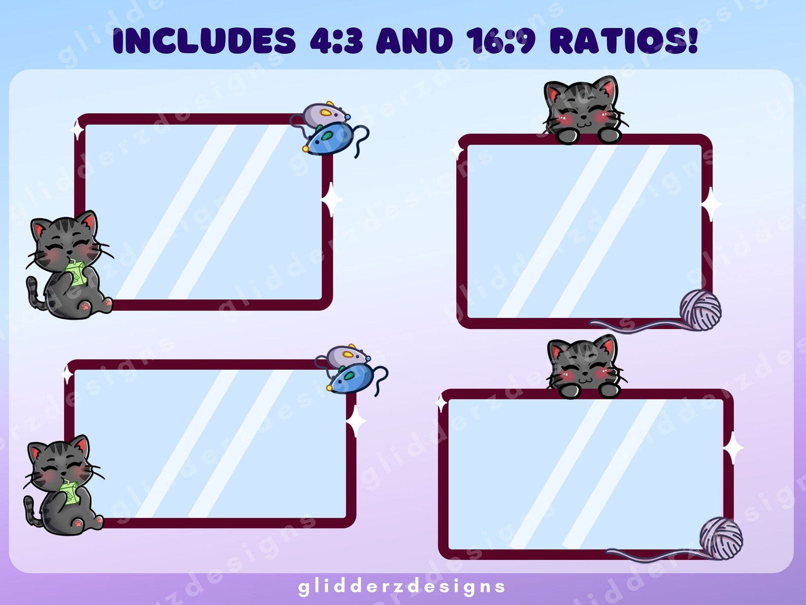 Buy ANIMATED Cat Webcam Overlay Cat Twitch Webcam Border 2 Online in ...