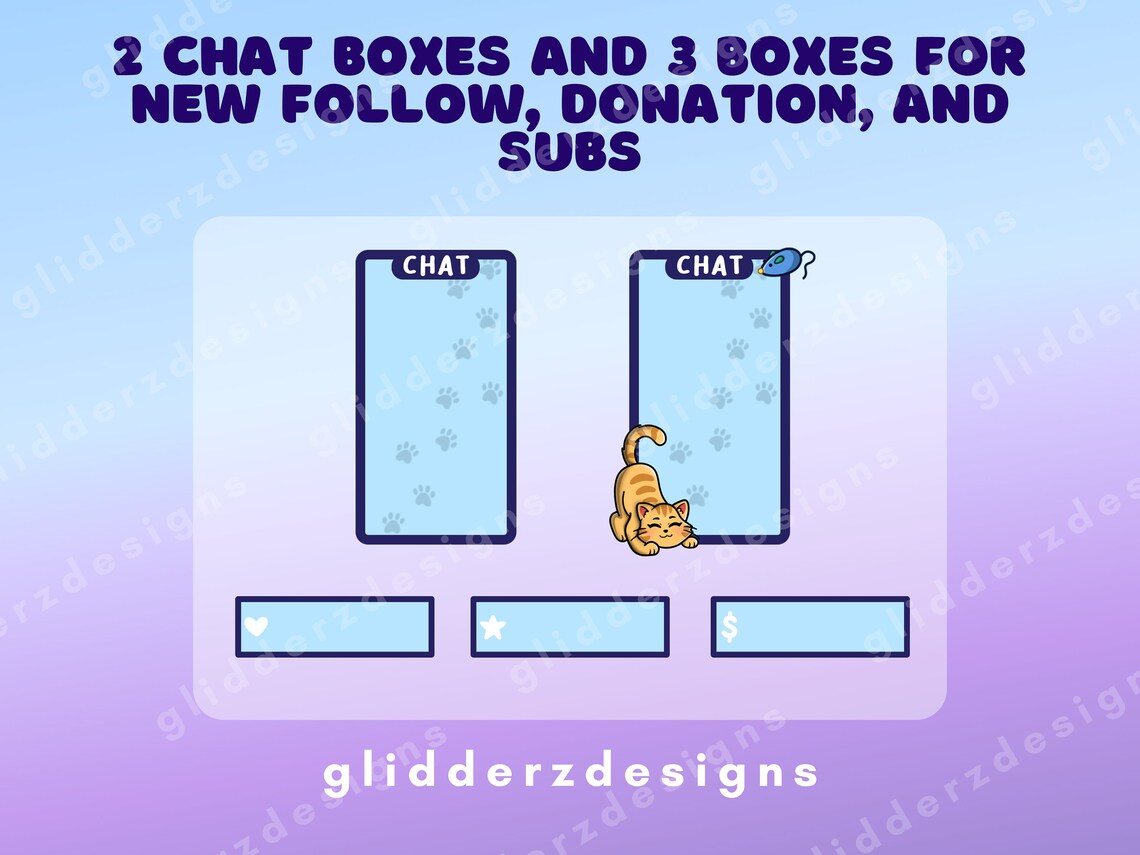 Blue Animated Stream Overlays Cat Animated Starting Soon | Etsy