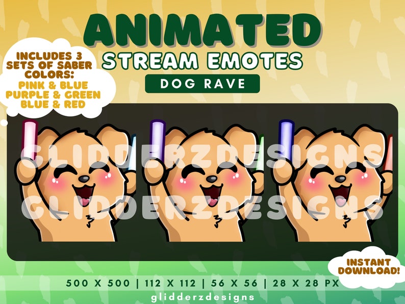 Golden Retriever Rave Emote Animated | Tan Dog Rave Animated Twitch ...