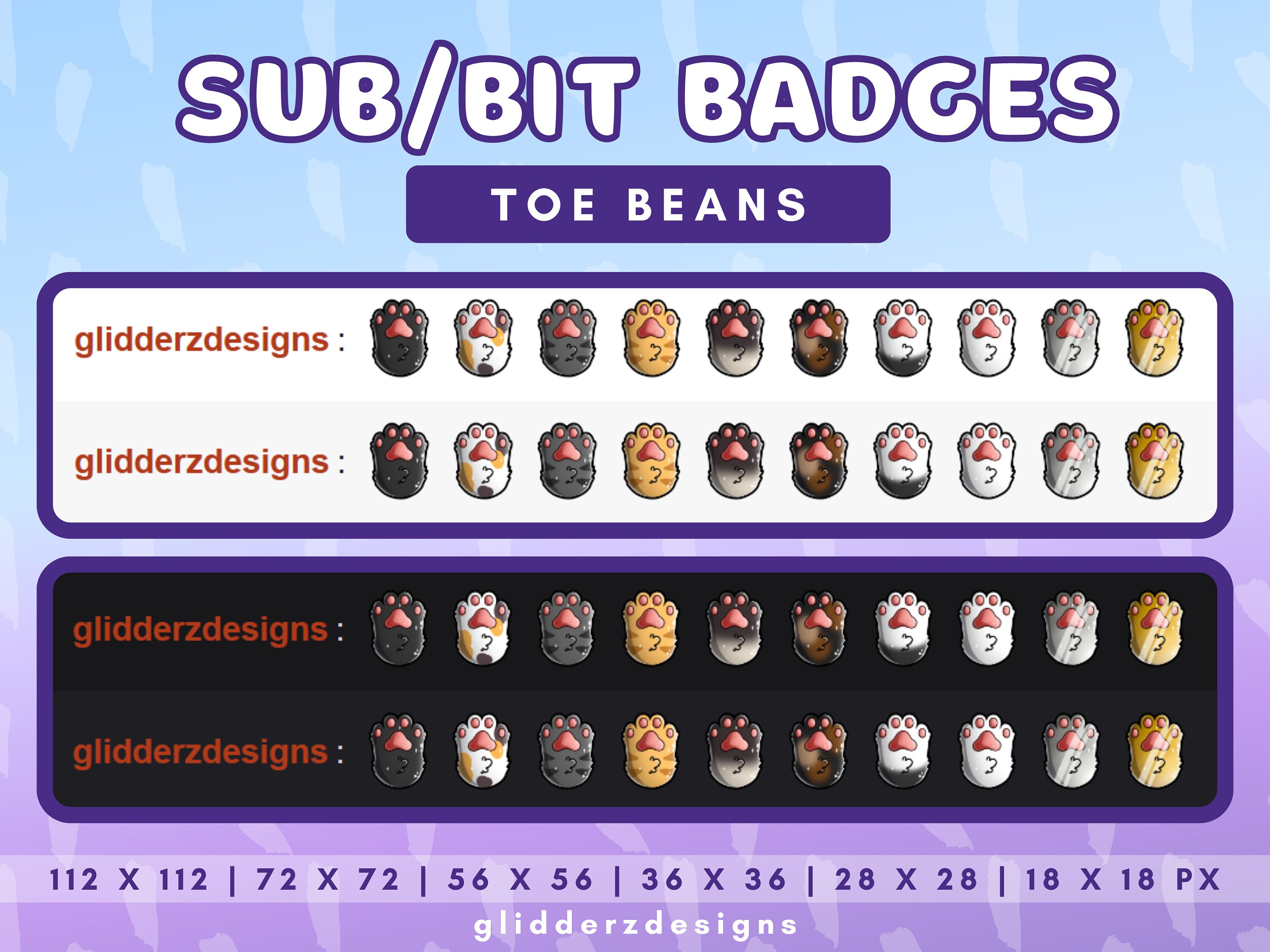 Cat Toe Bean Sub Badges Caw Paw Twitch Badges Cute Cat - Etsy
