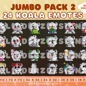 Koala Twitch Emote Jumbo Pack 2 | Koala Emotes | 24 Koala Emotes for ...