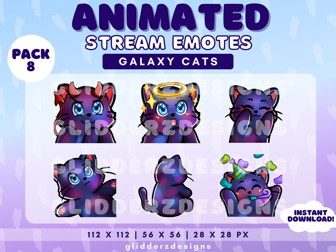 Galaxy Cat Animated Emote Pack 8 Cosmic Cat Animated Twitch Emotes Cat ...