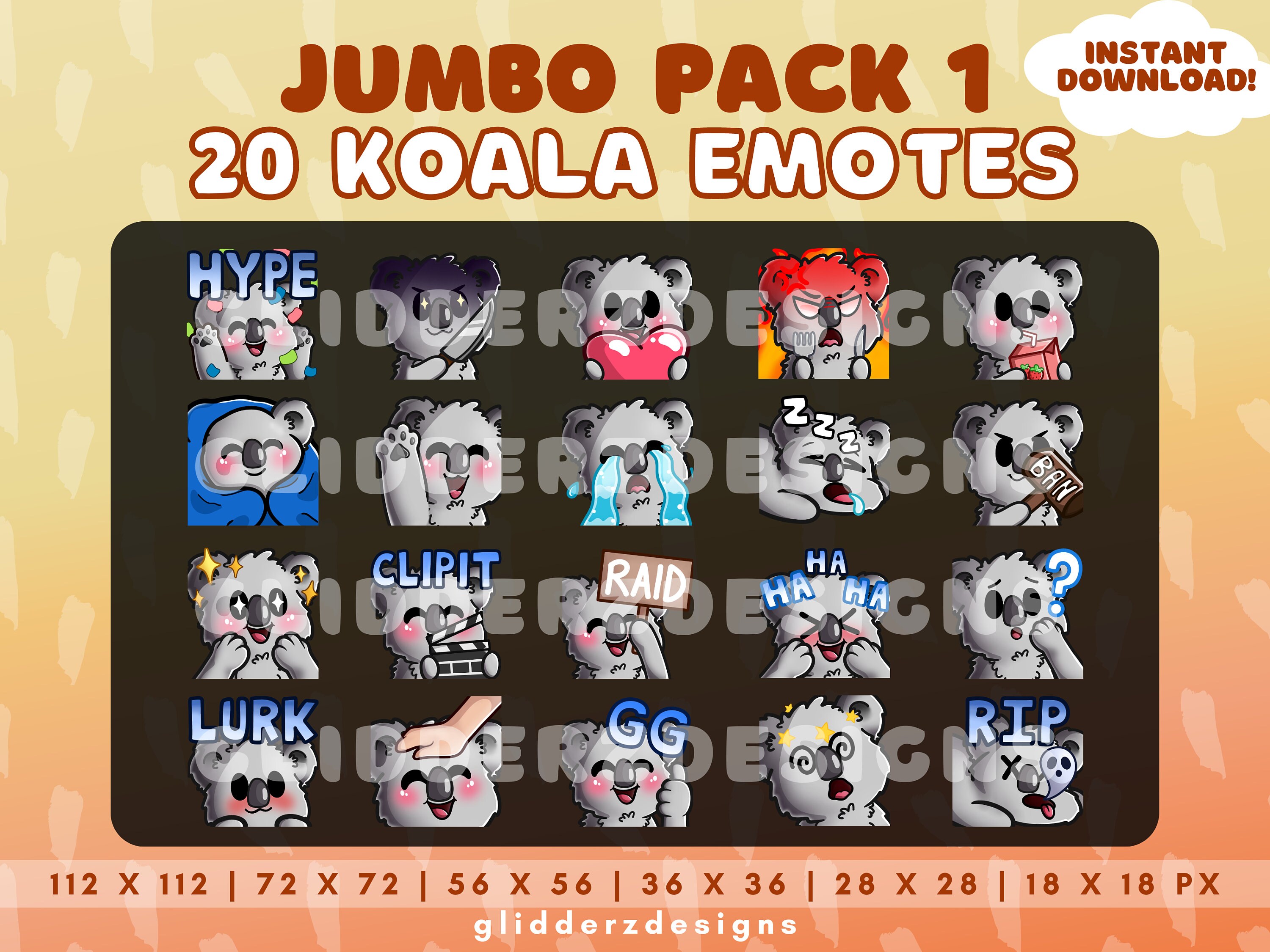 Koala Emotes Twitch JUMBO Pack 1 20 Koala Twitch Emotes - Etsy