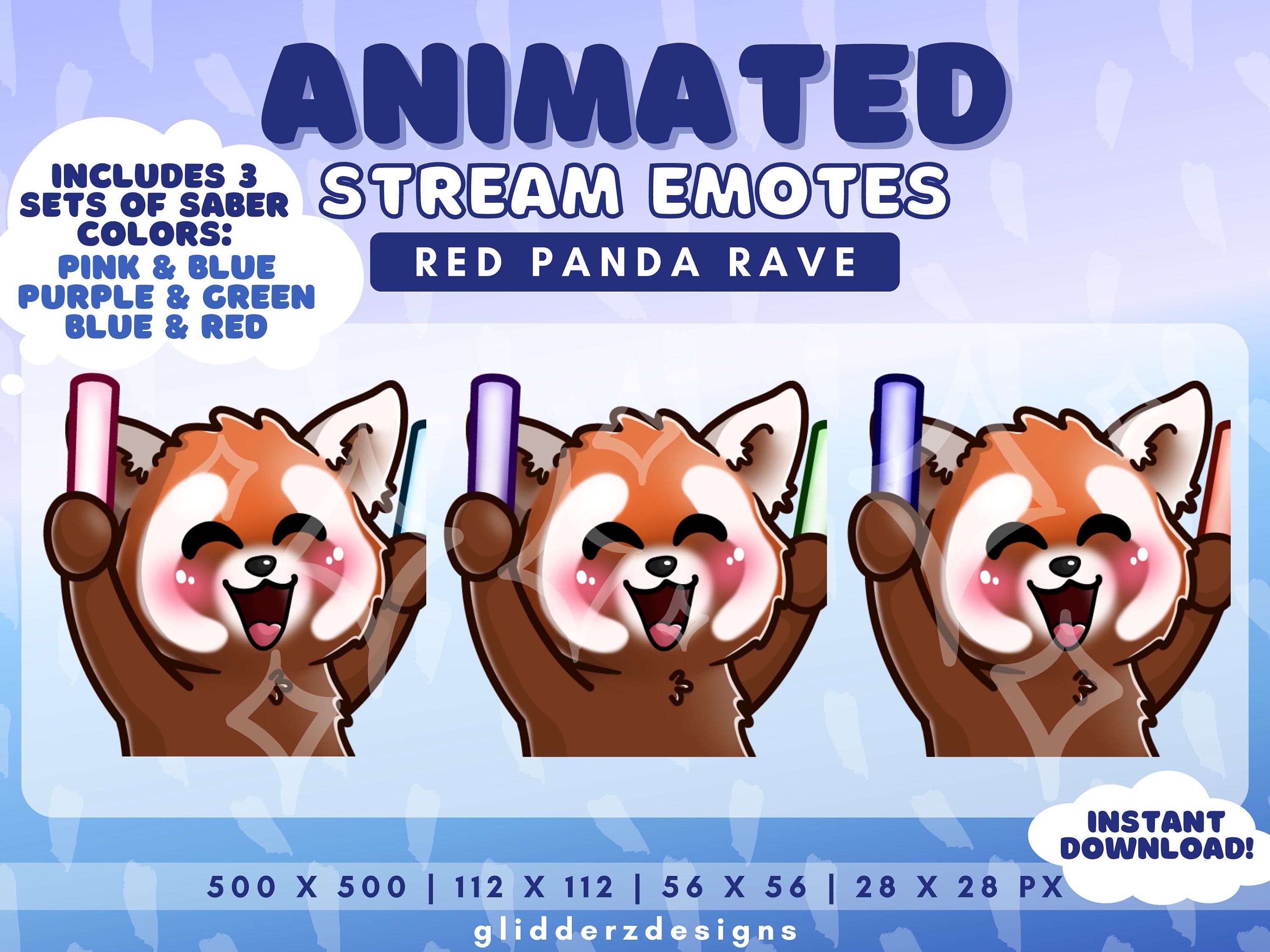 ANIMATED Glow Stick Emote Red Panda Glow Stick Twitch Emote - Etsy ...