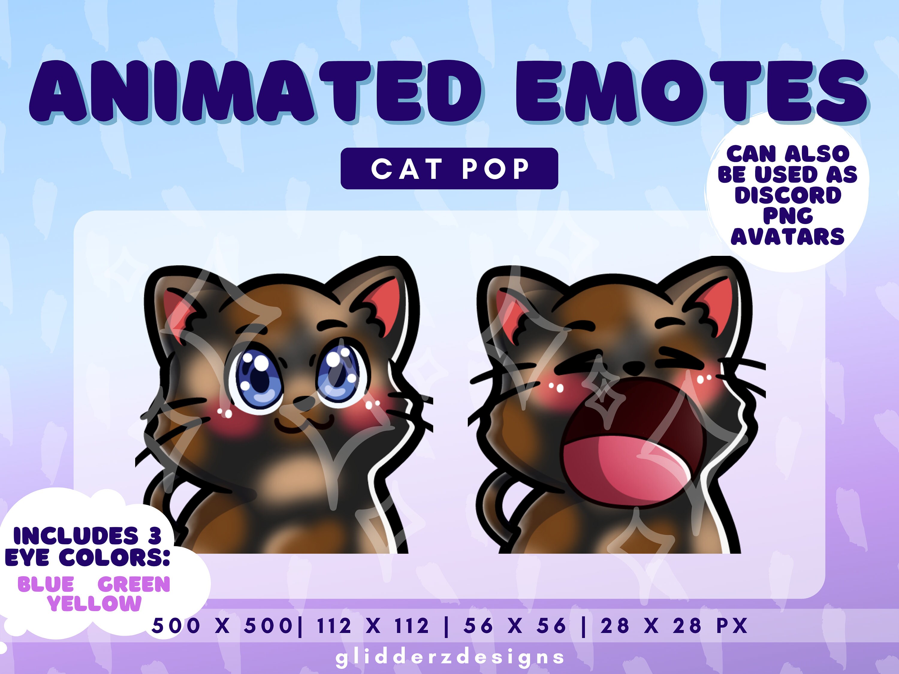 Cat Pop Twitch Animated Emote Tortoiseshell Cat Emotes - Etsy