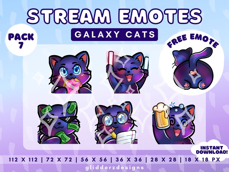 Galaxy Cat Twitch Emote Jumbo Pack 2 | Space Cat Emotes Twitch | 24 Cat ...