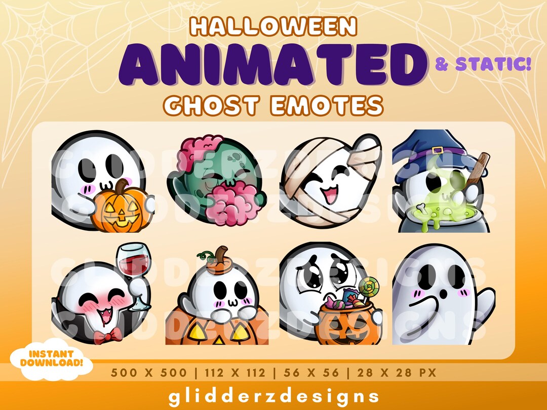 Ghost ANIMATED Halloween Twitch Emotes | 8 Animated AND Static Ghost ...