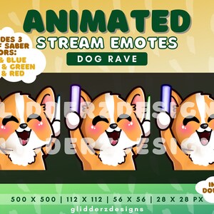 Corgi Rave Animated Emote | Corgi Glow Stick Emote Animated | Dog ...
