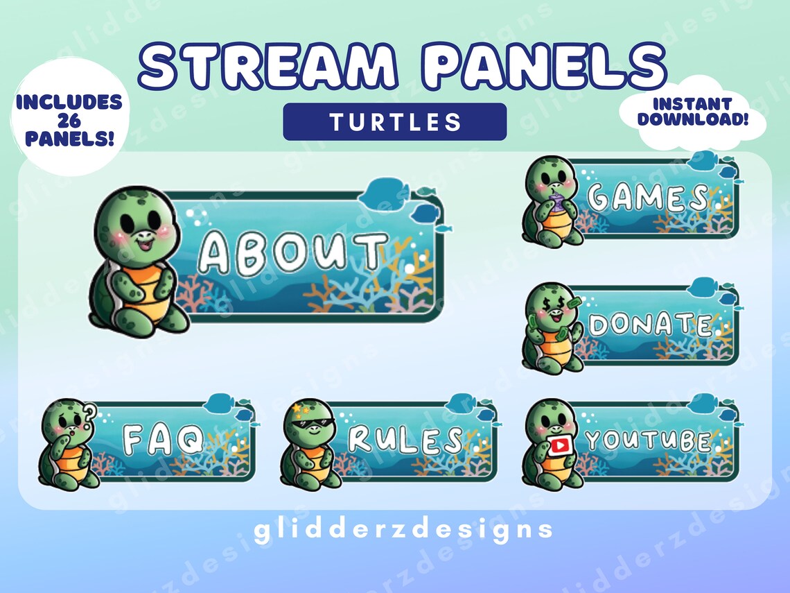 Turtle Twitch Panels Sea Turtle Stream Panels Twitch - Etsy