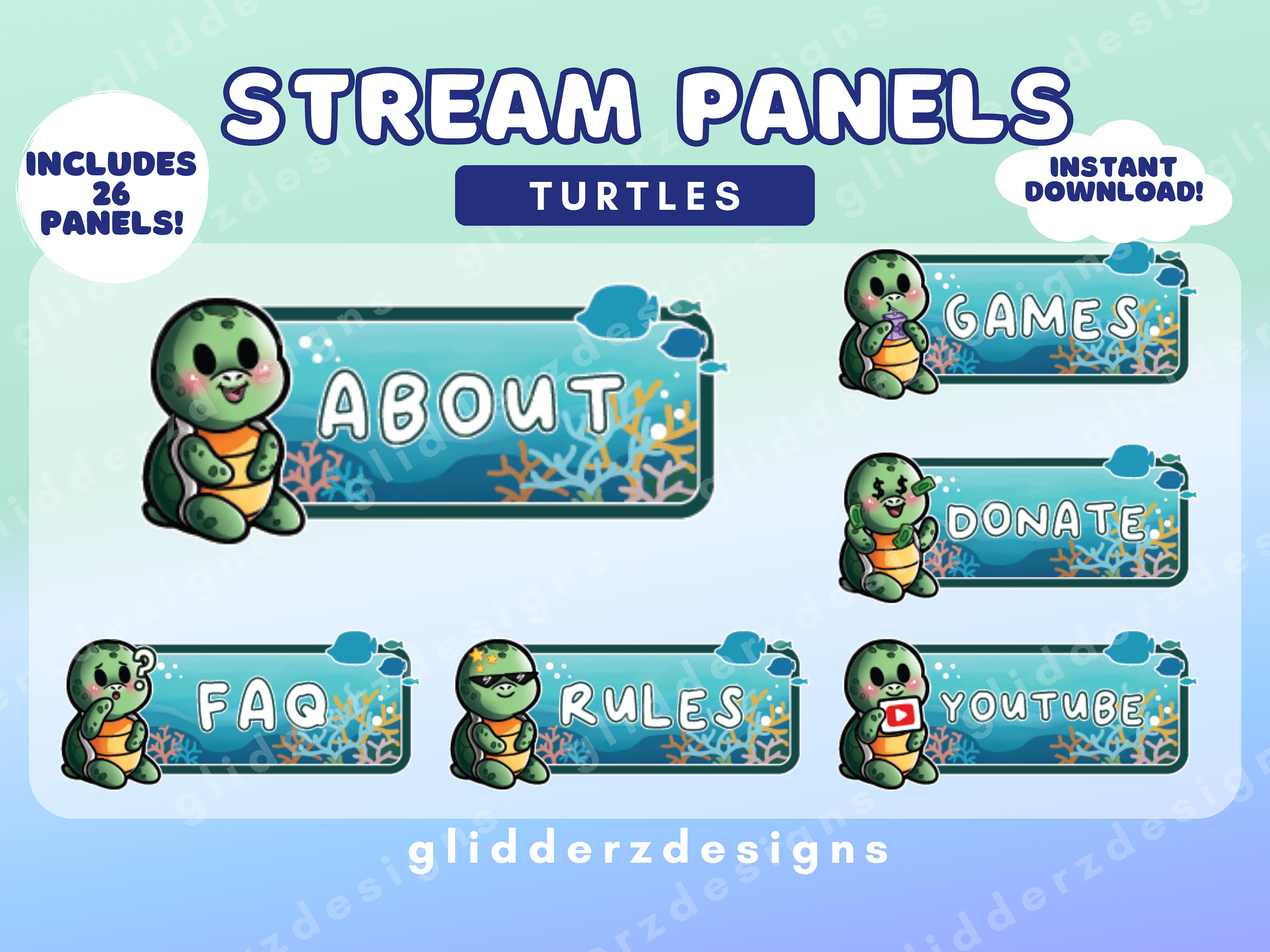 Turtle Twitch Panels | Sea Turtle Stream Panels | Twitch Turtle Panels ...
