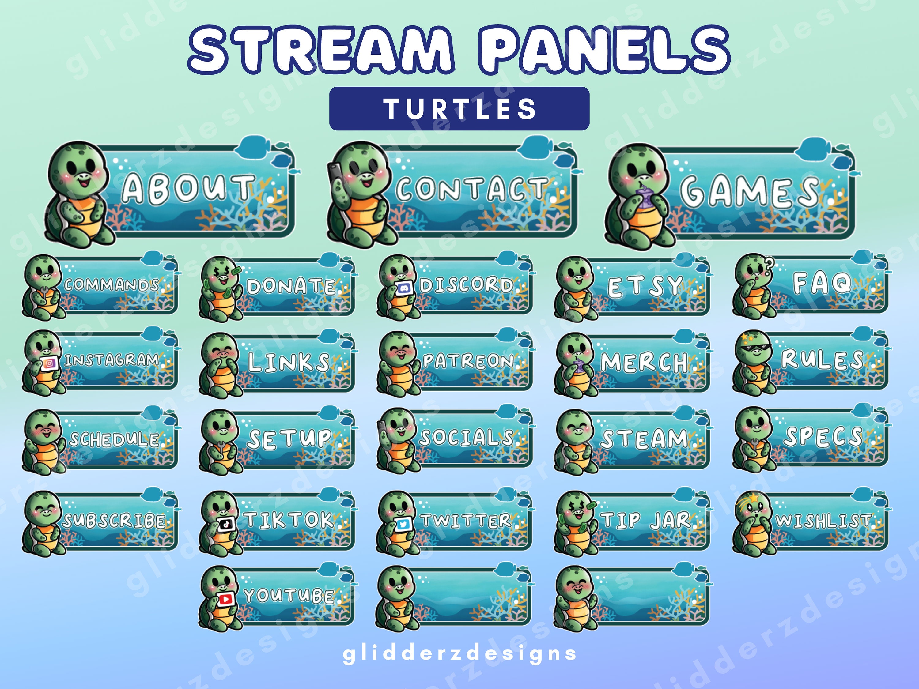 Turtle Twitch Panels Sea Turtle Stream Panels Twitch - Etsy