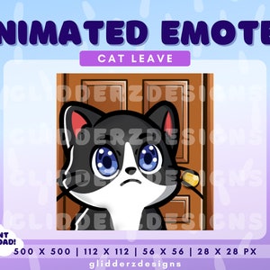 Tuxedo Cat Leave Animated Emote | Leave Twitch Emote | Cute Cat Emotes ...