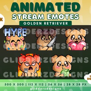 Golden Retriever Twitch ANIMATED Emote Pack 1 | Golden Retriever Emotes ...