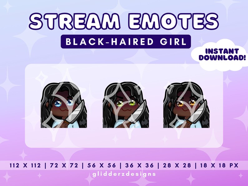 Black-hair Dark Skin Girl Emote Chibi Black-haired Girl - Etsy