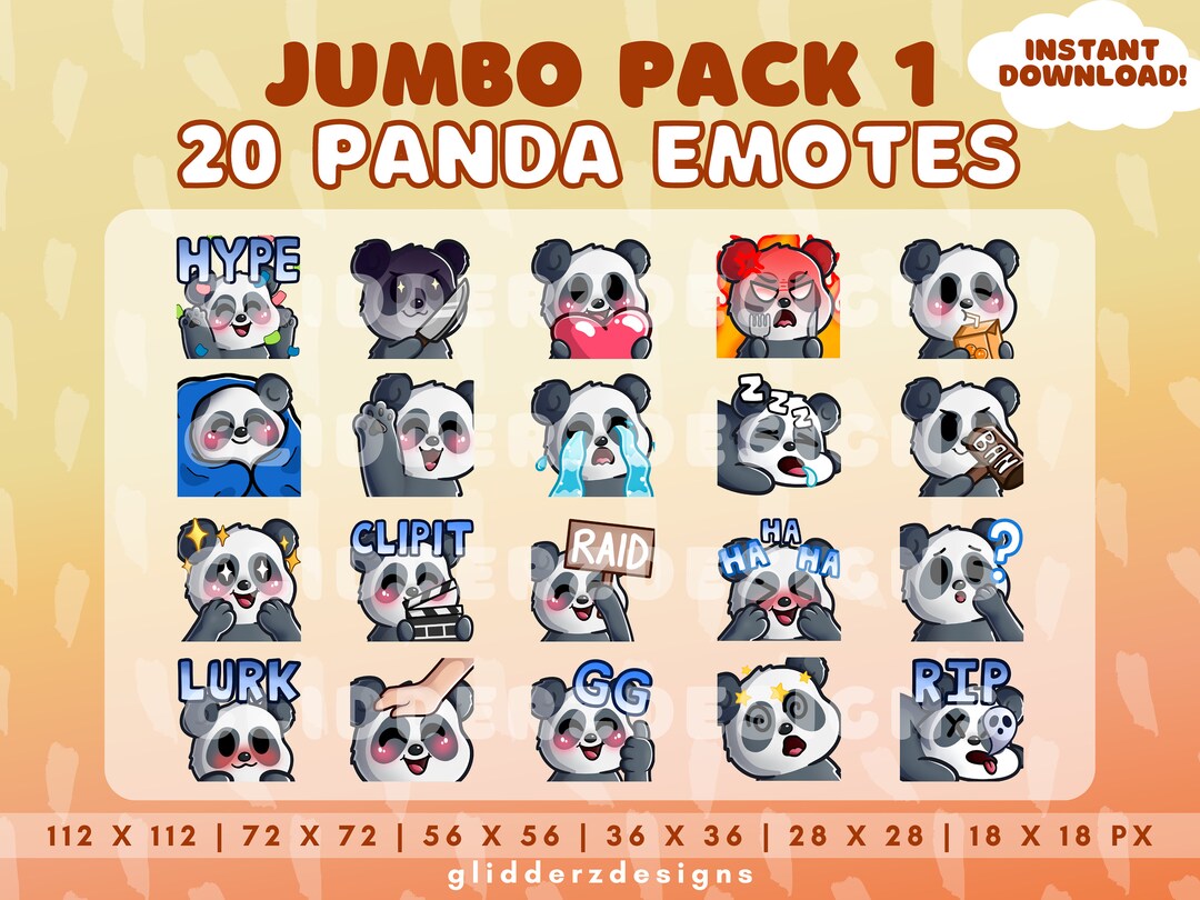 Panda Emotes Twitch JUMBO Pack 1 | 20 Panda Twitch Emotes | Cute Panda ...