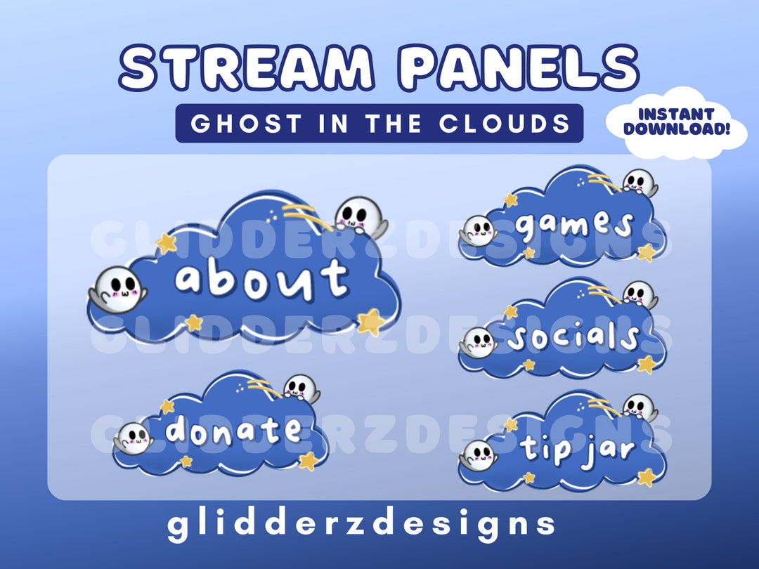 Ghost Cloud Stream Panels | Cloud Twitch Panels | Blue Stream Panels ...