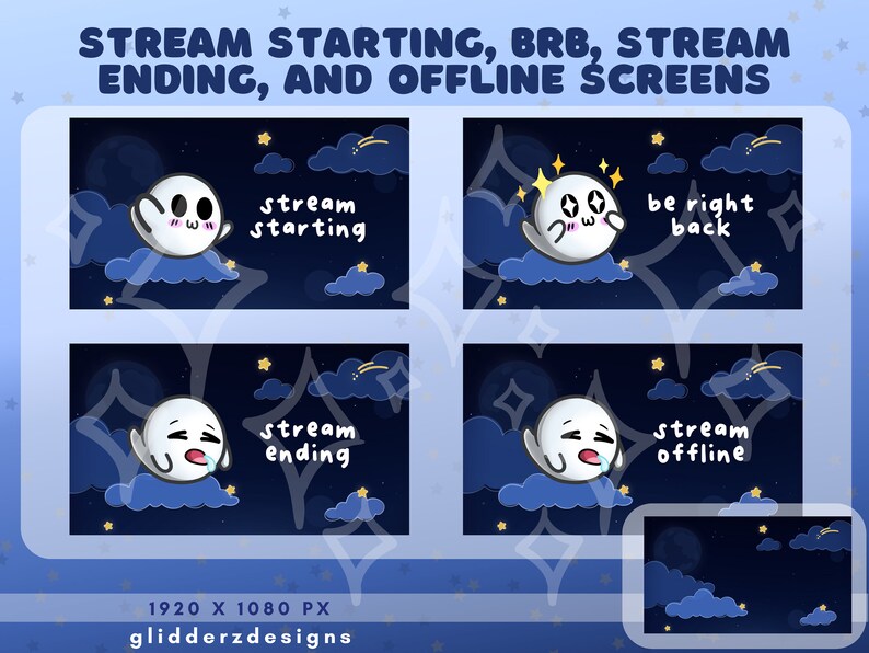 Ghost Twitch Overlays Night Sky Overlays for Stream Cloudy - Etsy