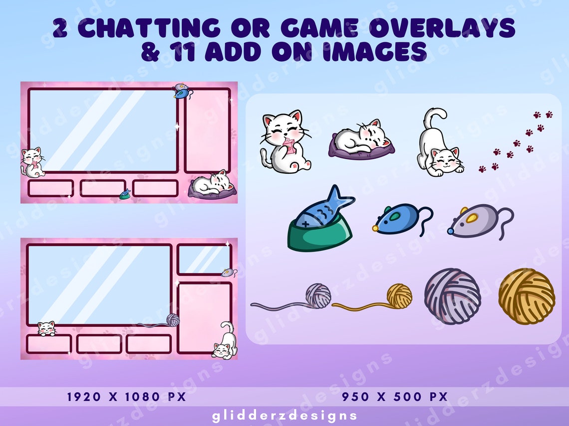 Black Cat Overlay Twitch ANIMATED | Pink Animated Overlay Twitch Cat ...