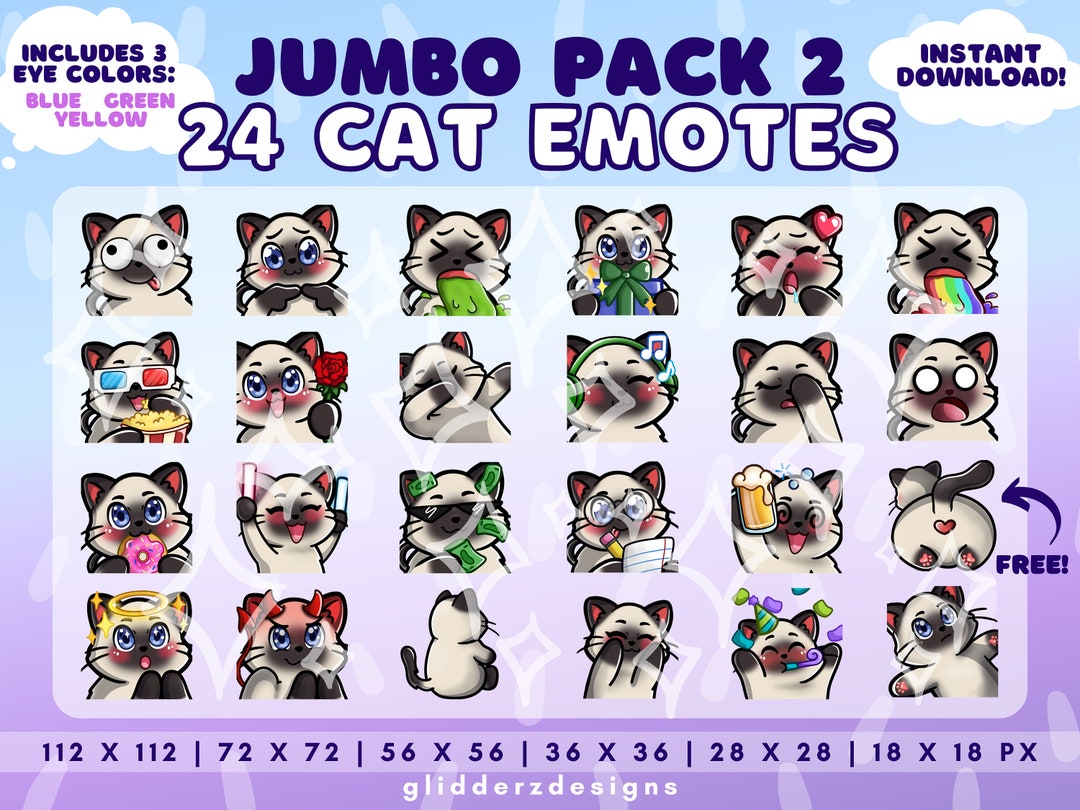 Siamese Cat Emote Jumbo Pack 2 | Siamese Cat Twitch Emotes | Siamese ...