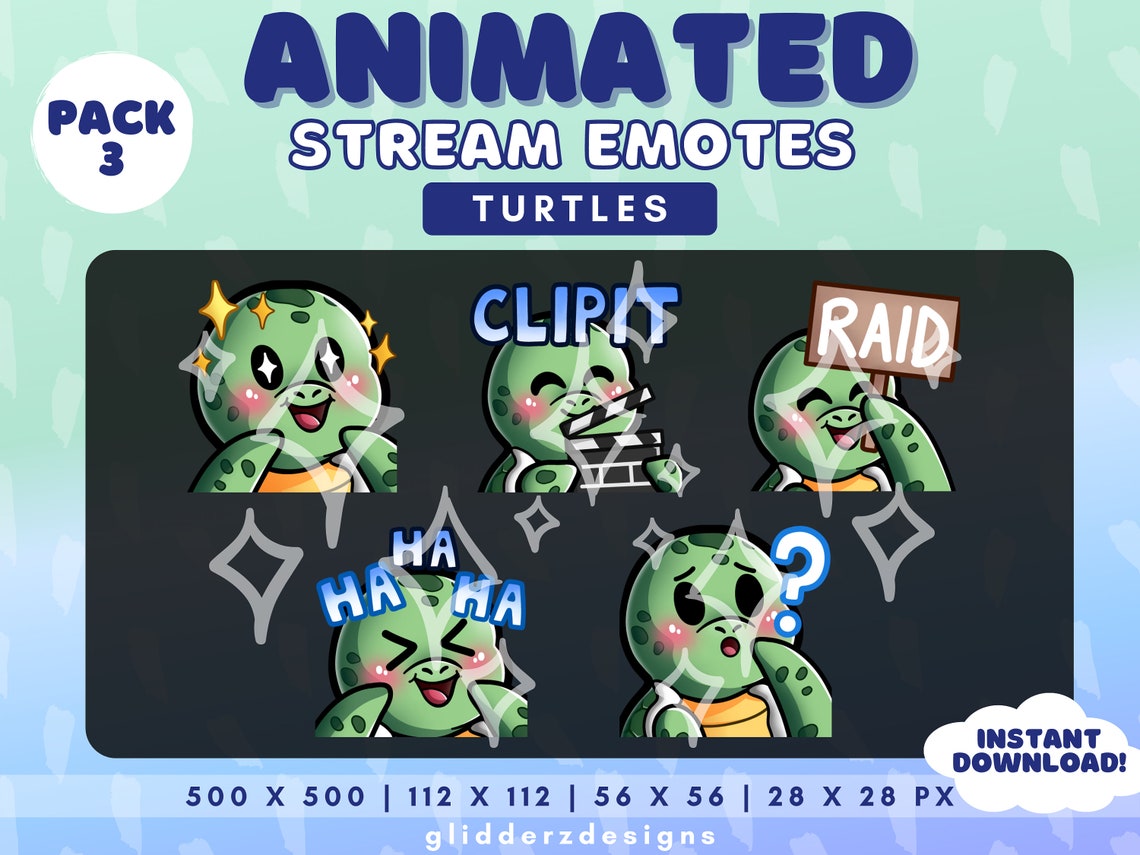 Turtle ANIMATED Twitch Emotes Twitch ANIMATED Emote Turtle - Etsy