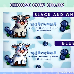 Blueberry Cow Twitch Banner | Customizable Twitch Banner | Black and ...