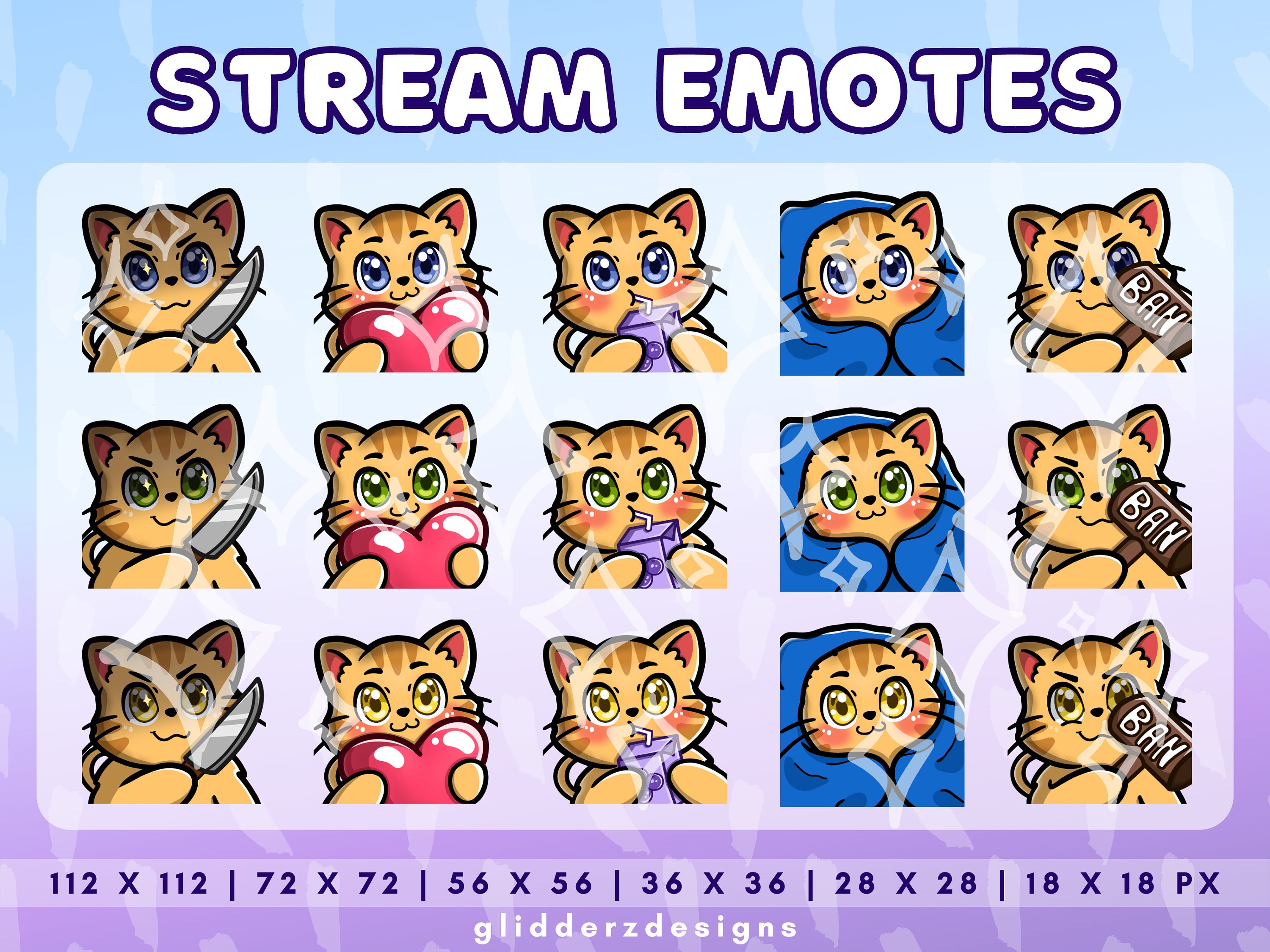 Orange Cat Emote JUMBO Pack 1 | 20 Orange Cat Stream Emotes | Orange ...