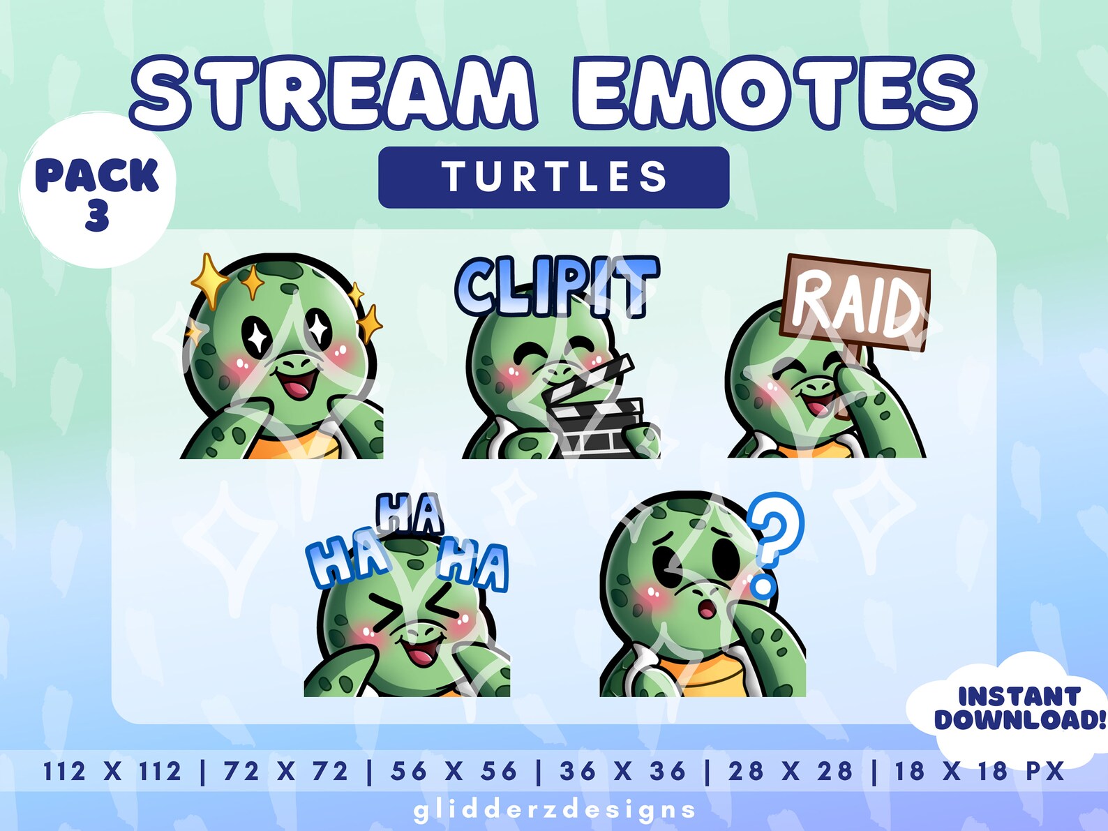 Turtle Emotes Twitch JUMBO Pack 1 20 Turtle Twitch Emotes - Etsy