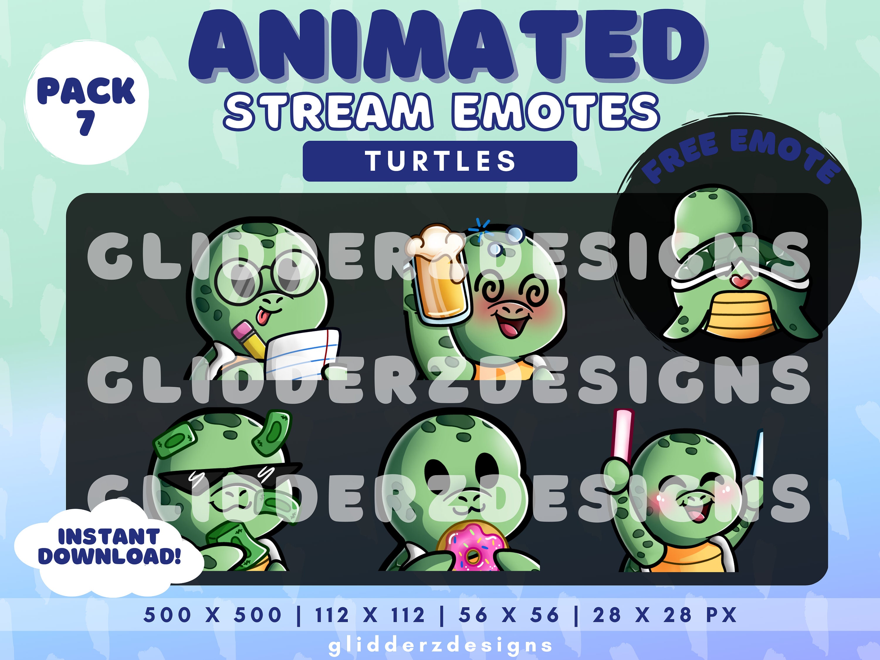 Turtle Animated Emotes Pack 7 | Turtle Twitch Emote Animated | Turtle ...