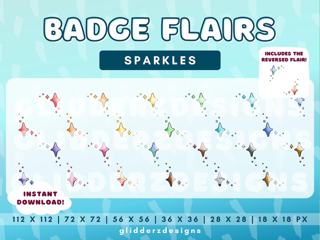 Sparkles Sub Badge Flair Twitch | Cute Sparkle Badge Flair | 12 Sparkle ...