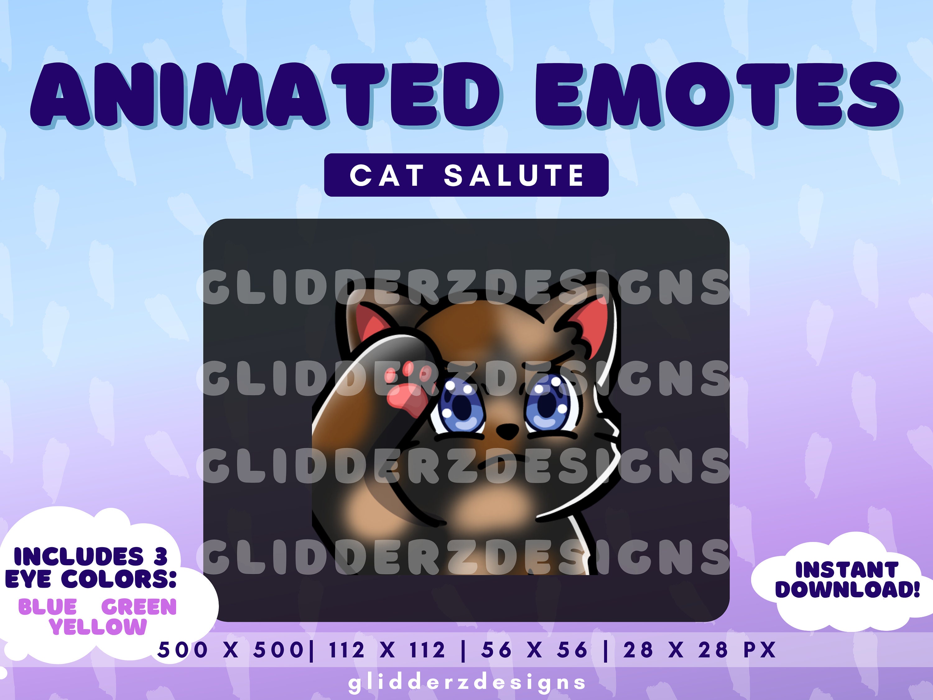 Tortoiseshell Cat Salute Animated Emote Tortoiseshell Cat - Etsy
