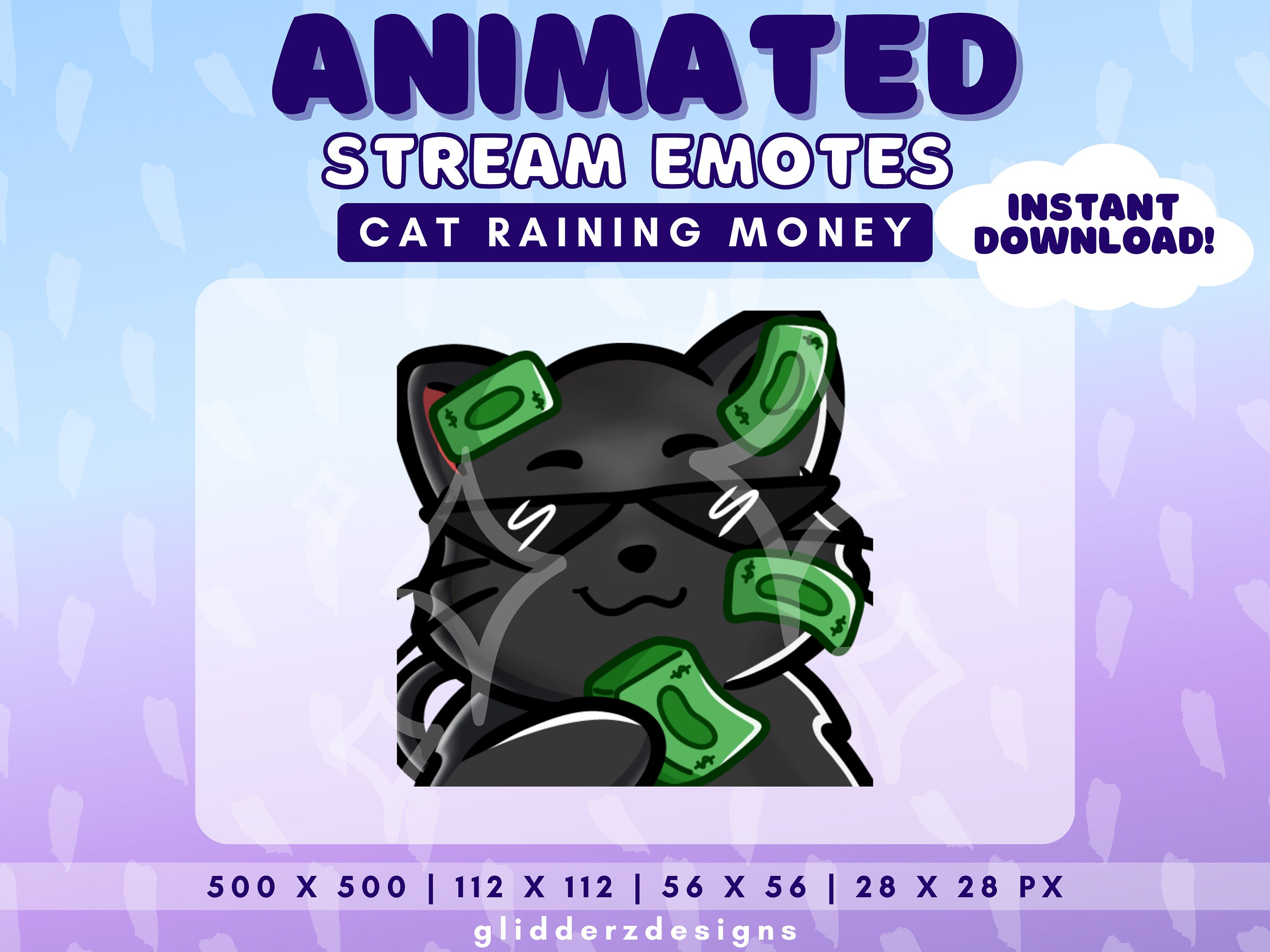 Black Cat Raining Money Animated Emote | Raining Money Emote Animated ...