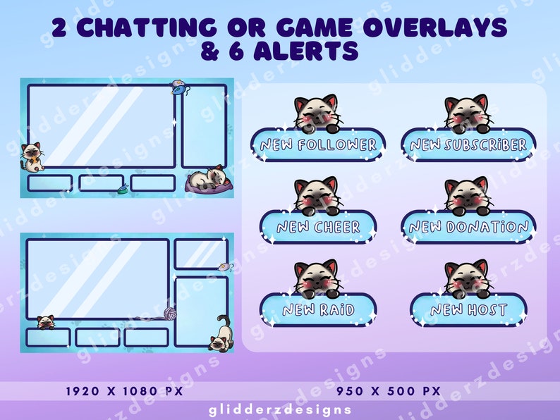 Cat Twitch Overlay Package Animated Stream Overlay Cat - Etsy