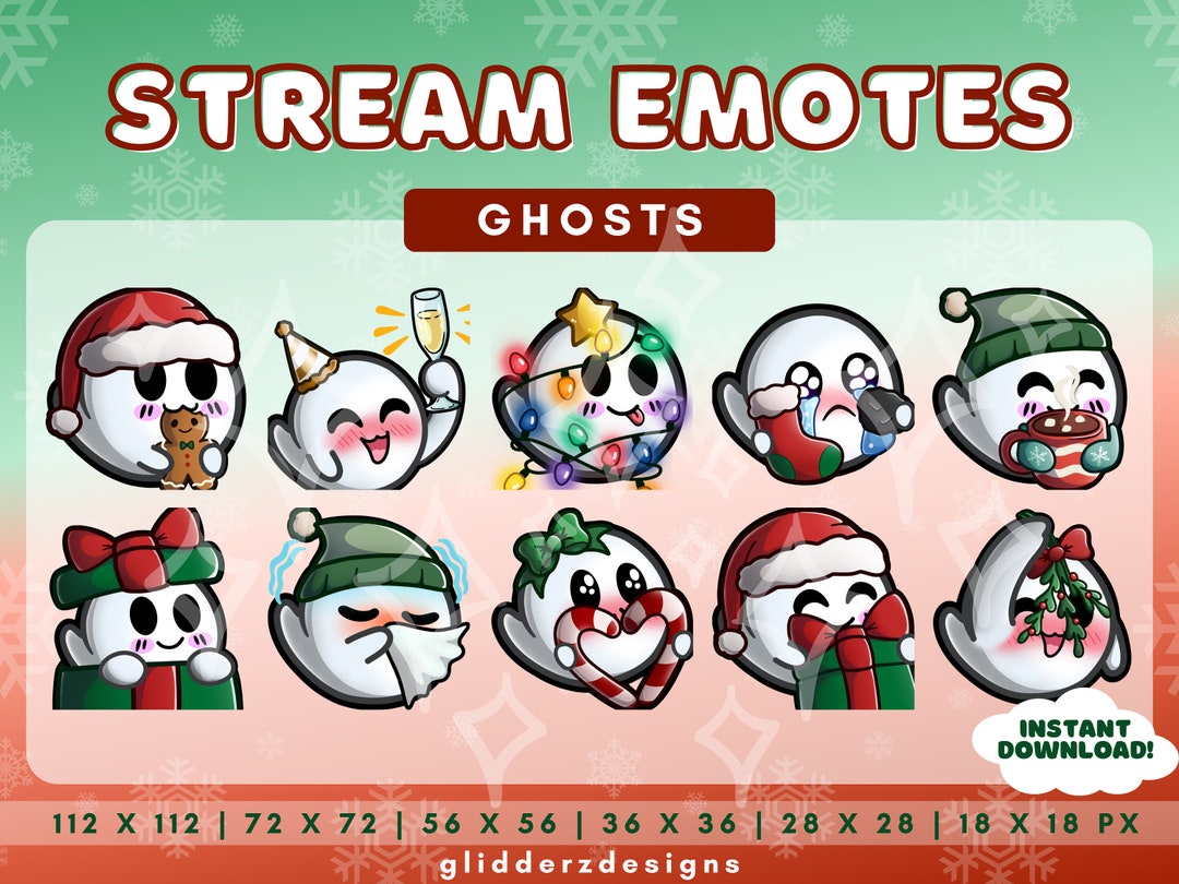 Ghost Christmas Twitch Emotes Ghost Holiday Emote Pack - Etsy