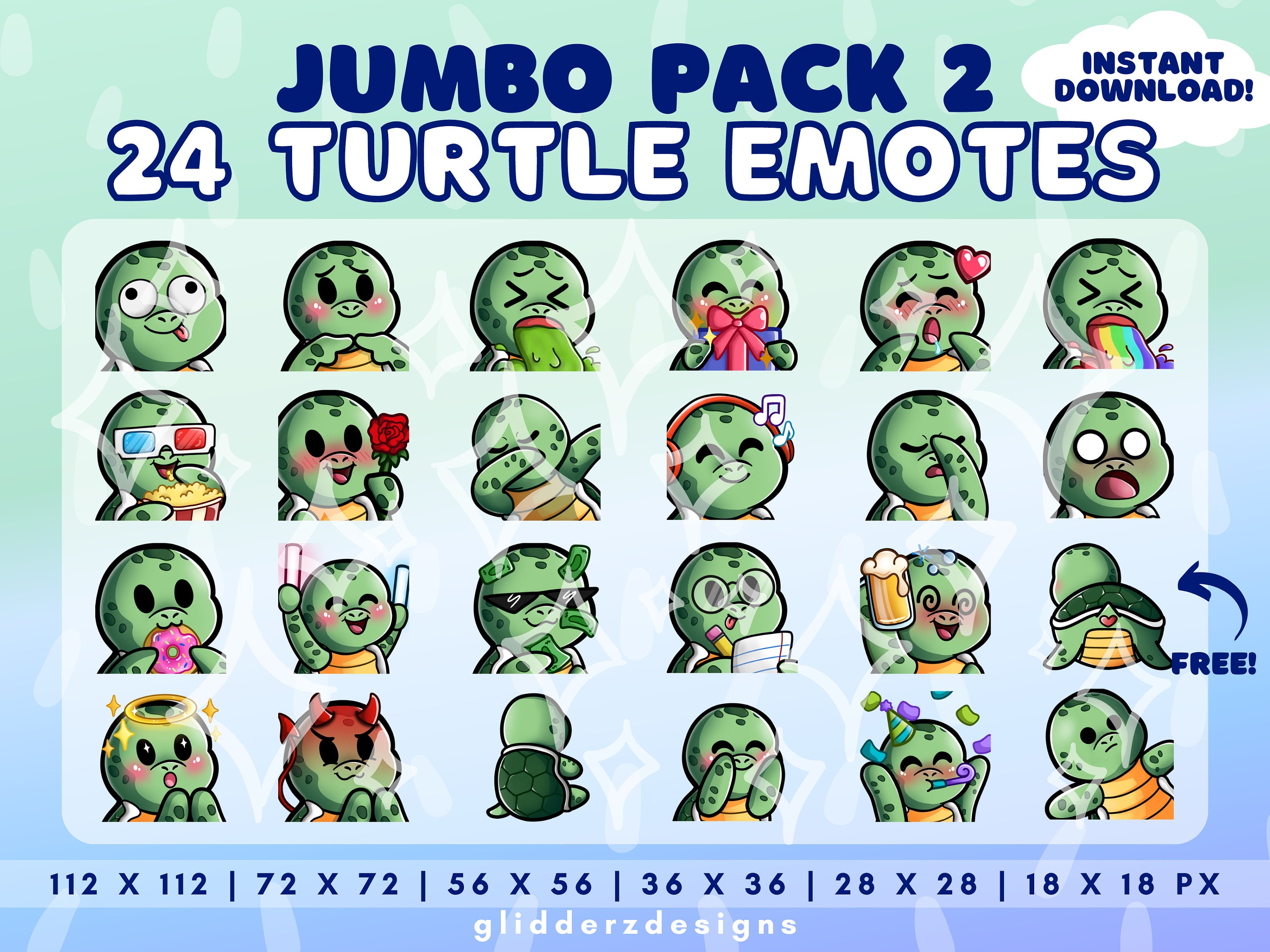 Turtle Twitch Emote Jumbo Pack 2 Sea Turtle Emotes 24 - Etsy Singapore