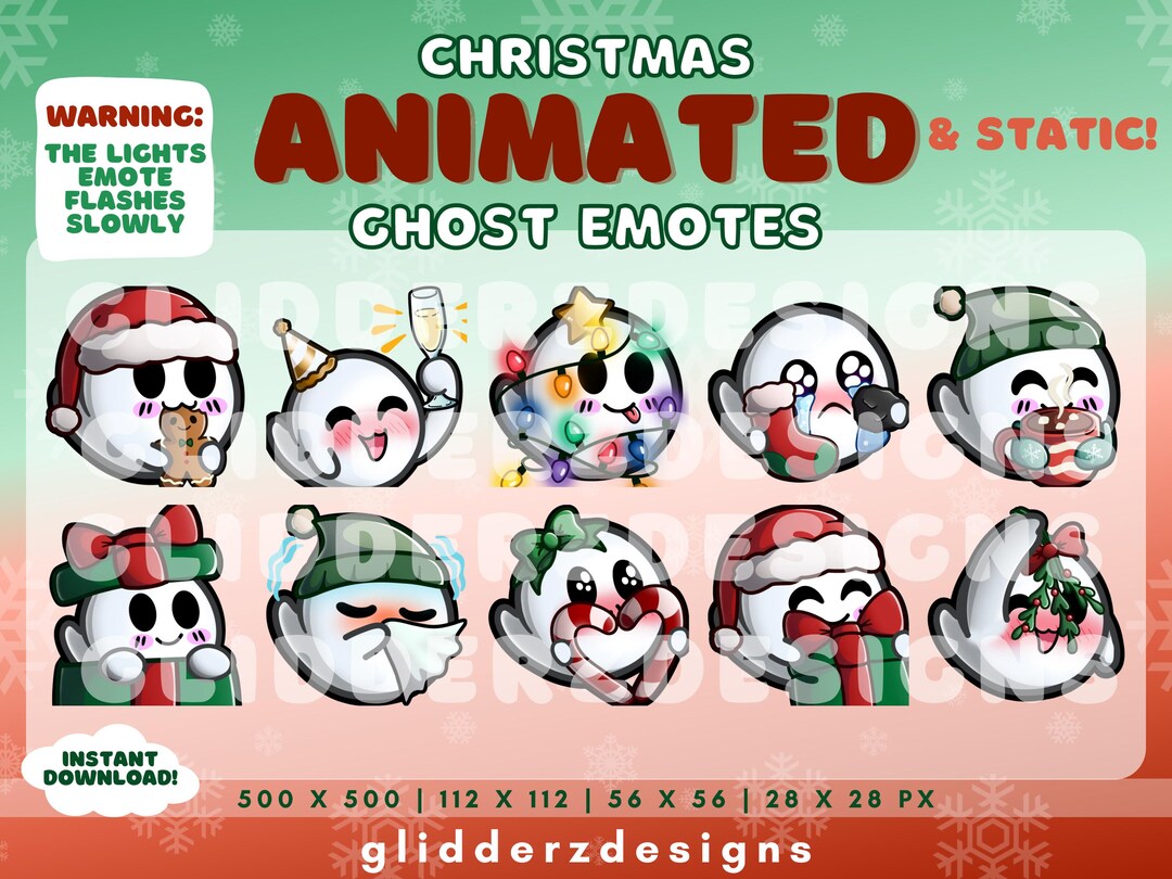 Ghost Christmas Animated Emotes | 10 Ghost Holiday Animated Emotes Pack ...