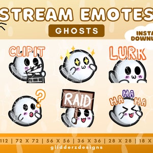 JUMBO PACK Ghost Emotes Twitch | Cute Halloween Twitch Emotes | 24 ...