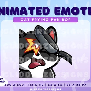 Tuxedo Cat Bop Animated Emote | Frying Pan Emote Twitch | Cute Cat ...