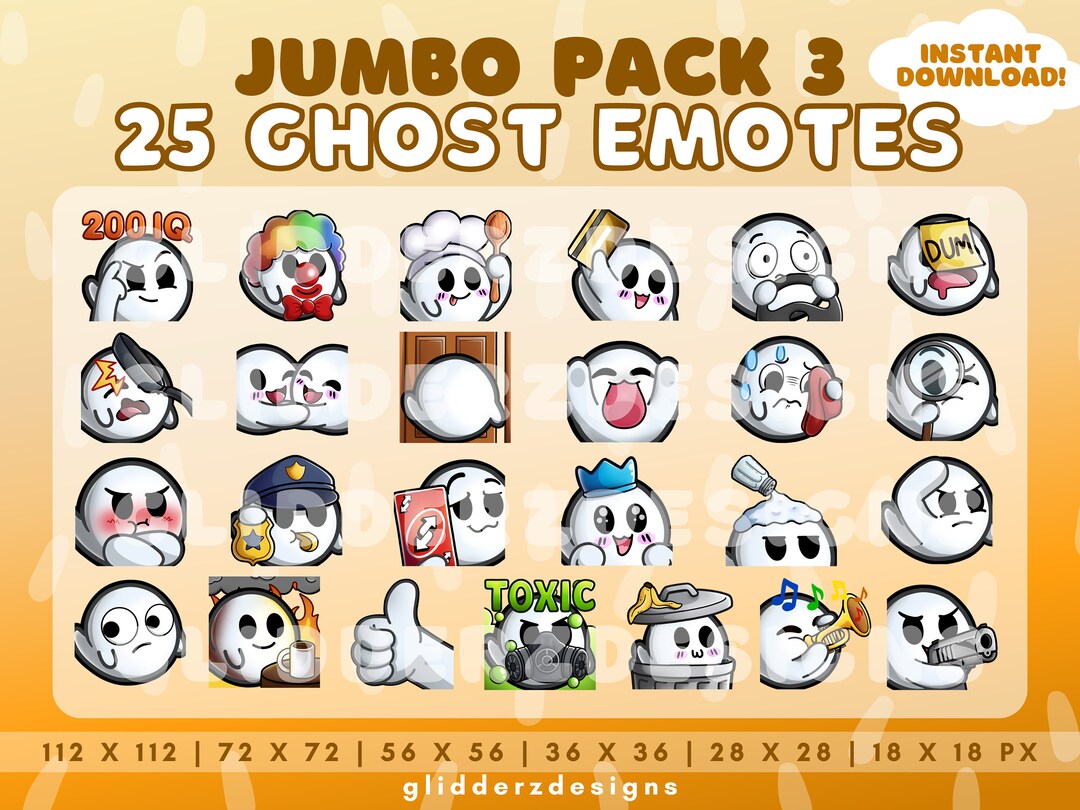 Ghost Emote Jumbo Pack 3 | Ghost Twitch Emotes | 25 Ghost Emotes for ...