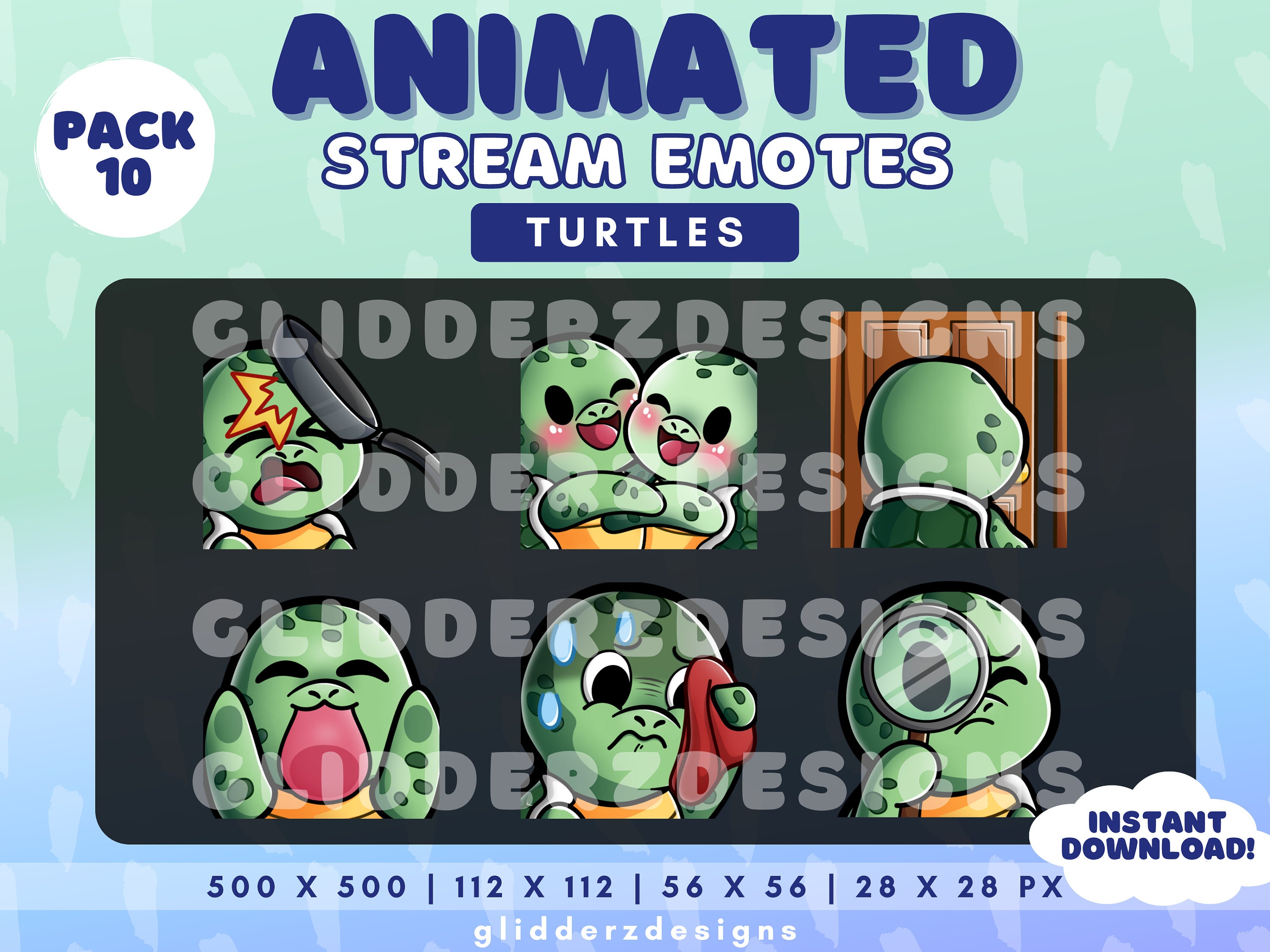 Turtle Animated Emote Pack 10 | 6 Turtle Animated Twitch Emotes ...