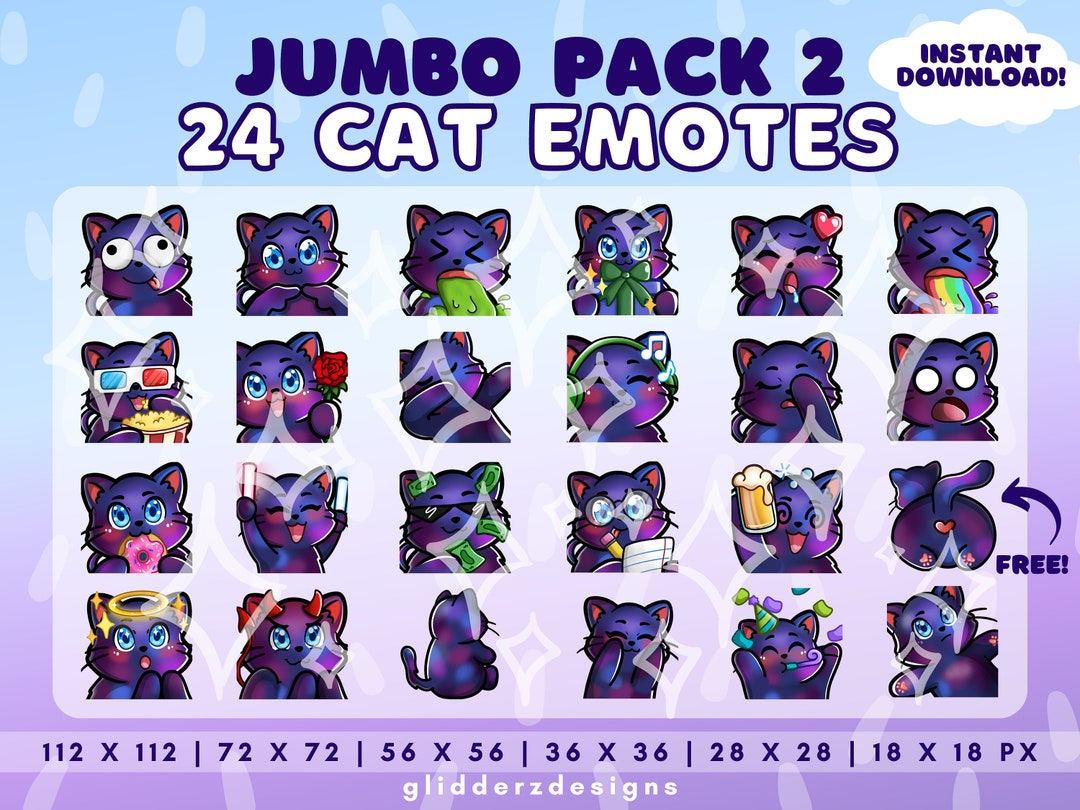 Galaxy Cat Twitch Emote Jumbo Pack 2 | Space Cat Emotes Twitch | 24 Cat ...