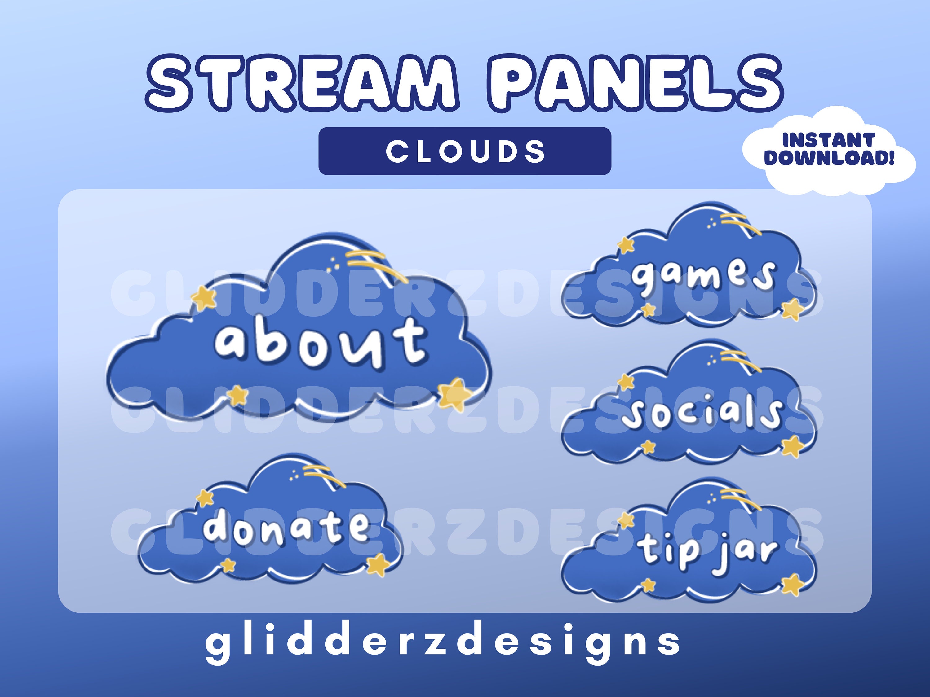 Cloud Twitch Panels Cloud Stream Panels Blue Stream Panels - Etsy
