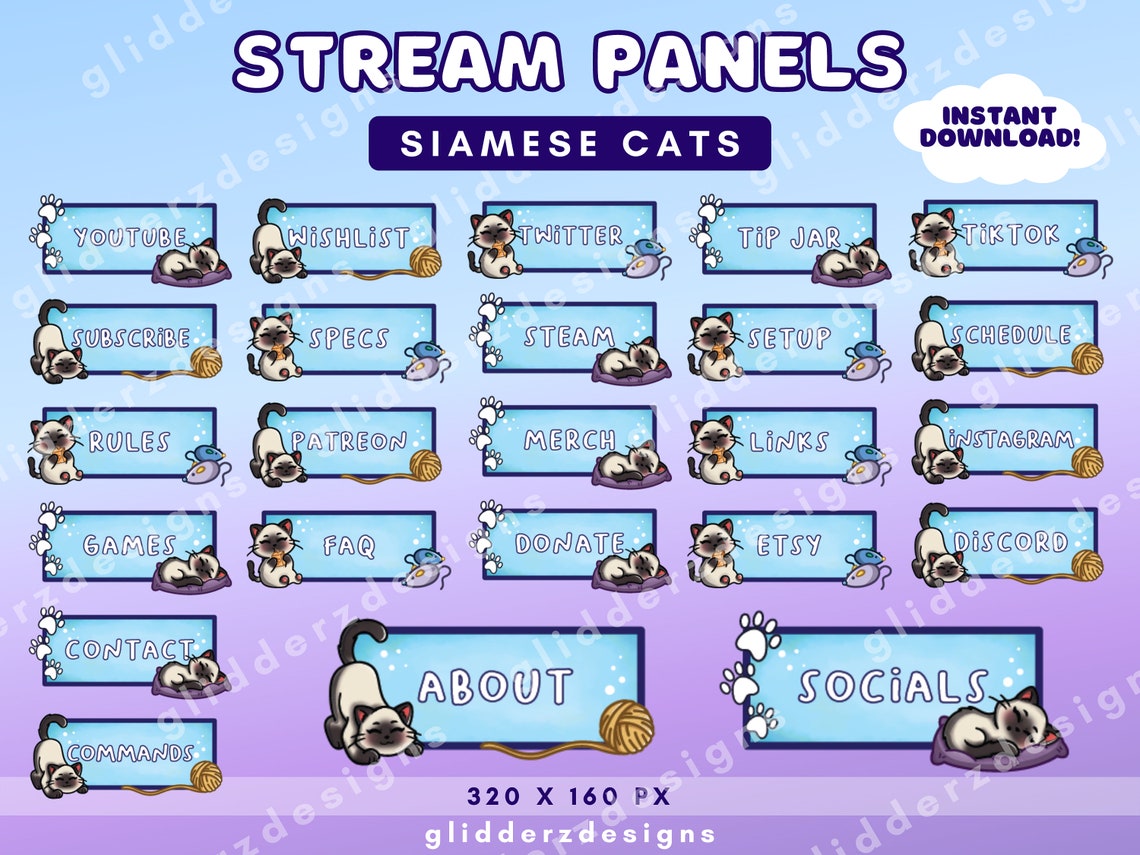 Cat Twitch Overlay Package Animated Stream Overlay Cat - Etsy