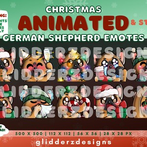 German Shepherd Christmas Animated Emotes | 10 Holiday Animated Emotes ...
