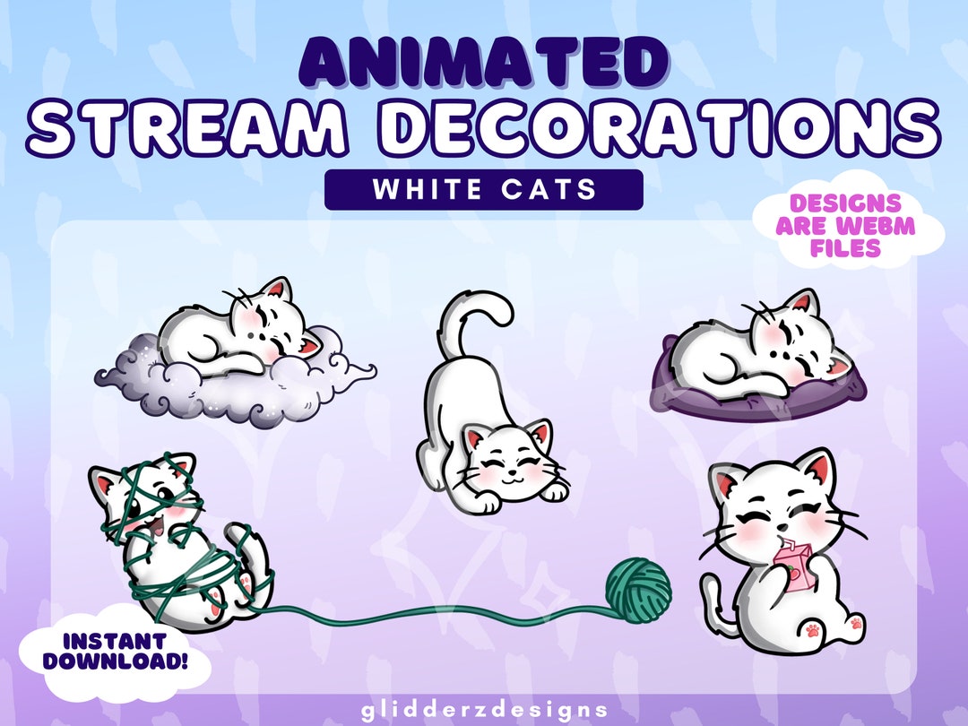 White Cat Animated Stream Decorations | White Cat Stream Decorations ...