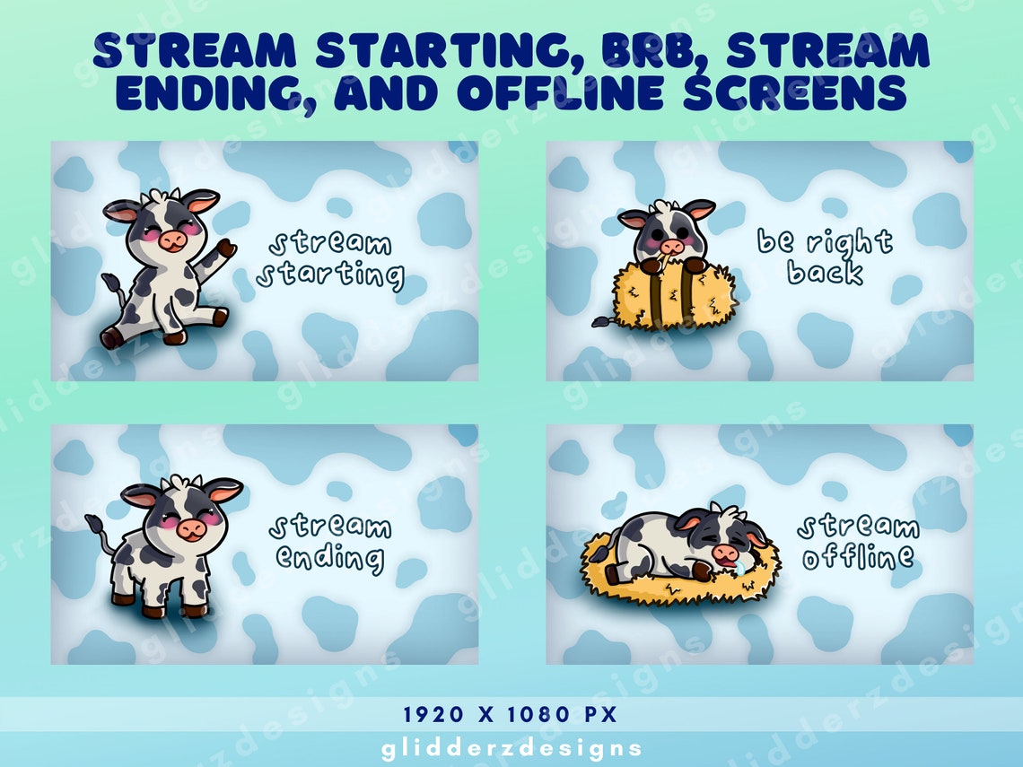 ANIMATED Twitch Overlay Cow Stream Overlay Animated Black - Etsy