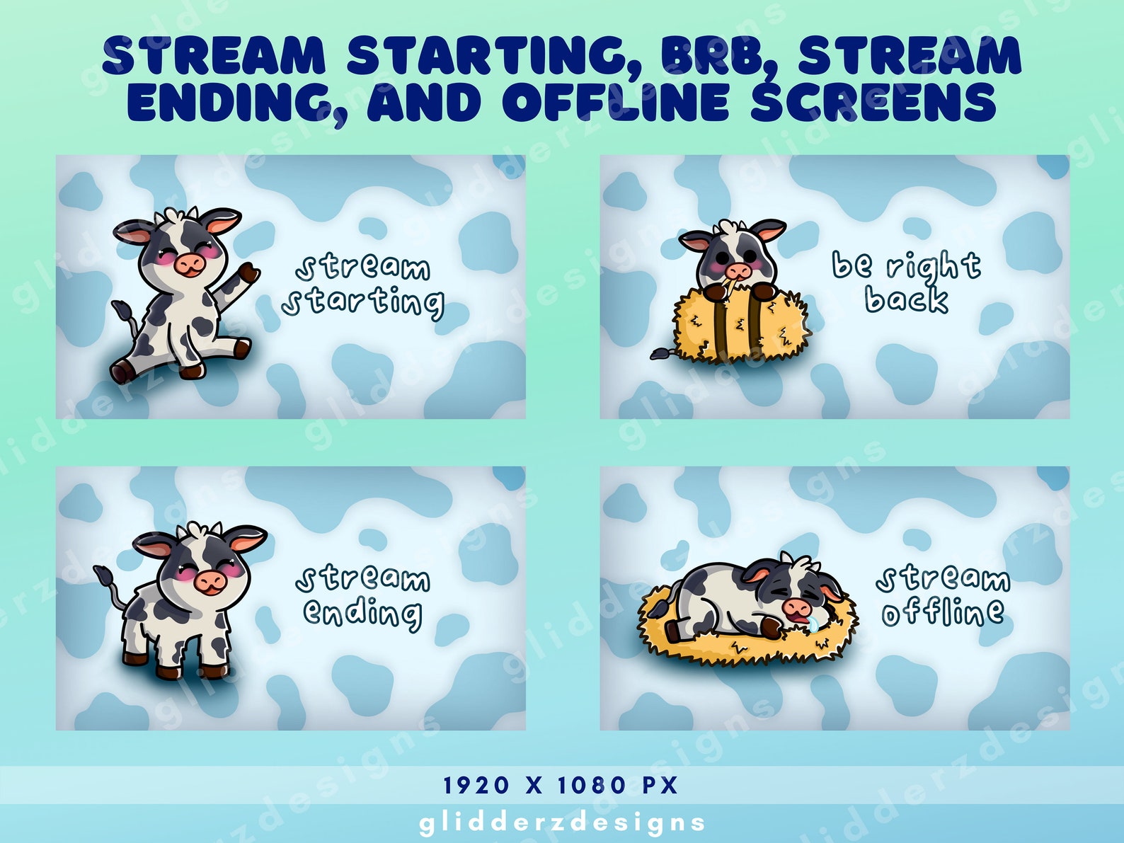 ANIMATED Twitch Overlay Cow Stream Overlay Animated Black - Etsy