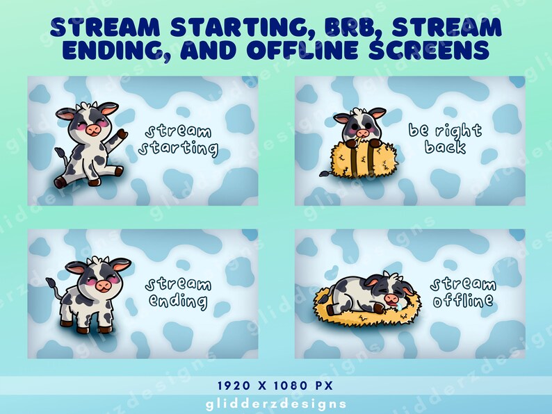 ANIMATED Twitch Overlay Cow Stream Overlay Animated Black - Etsy