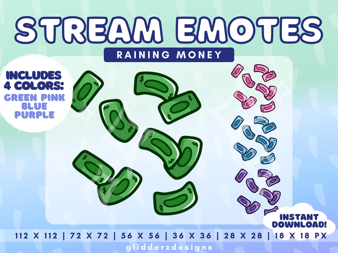 Raining Money Twitch Emote | Donation Emote Twitch | Money Emote | Pink ...