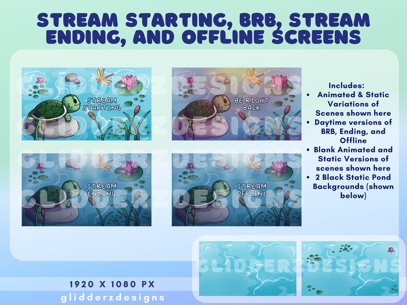 ULTIMATE Turtle Animated Twitch Package | Pond Stream Package Animated ...