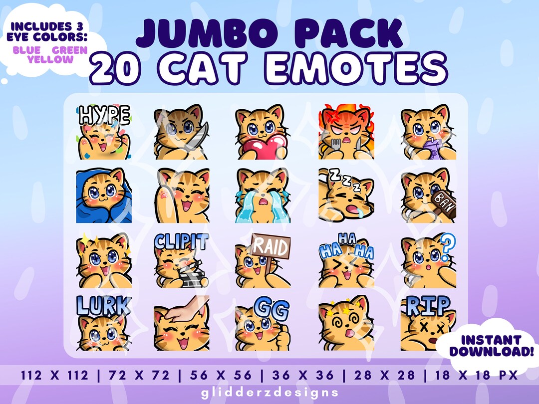 Orange Cat Emote JUMBO Pack 1 | 20 Orange Cat Stream Emotes | Orange ...